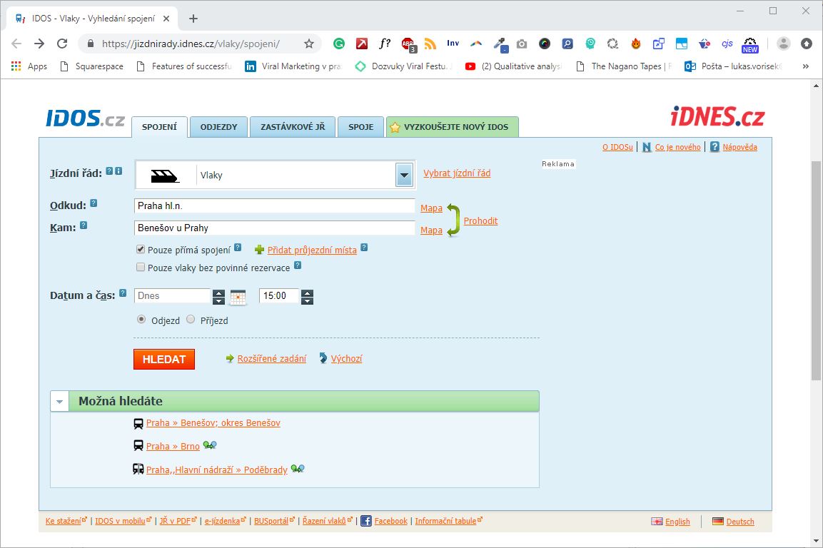 IDOS vlaky: Vyhledání spojení a SLEVA na jízdném i pro nestudenty